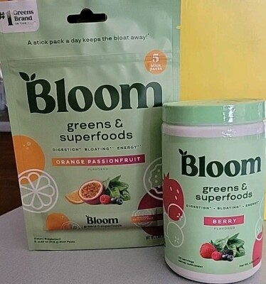 Bloom Nutrition Greens & Superfoods, Berry 4.8oz & 5 Orange ...