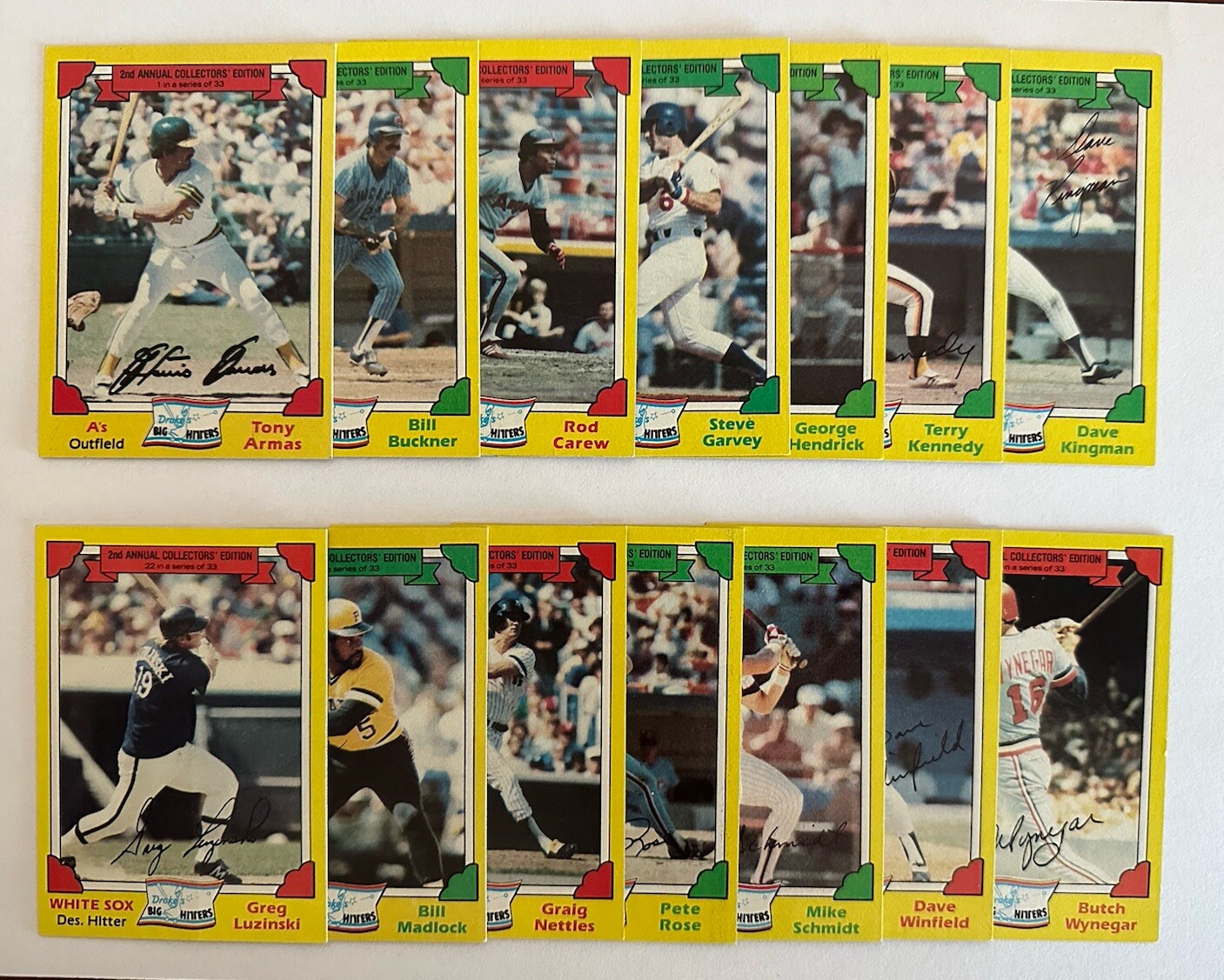 1982 Topps Drake's Big Hitters Baseball 14-Card Lot - Schmidt, Carew ...