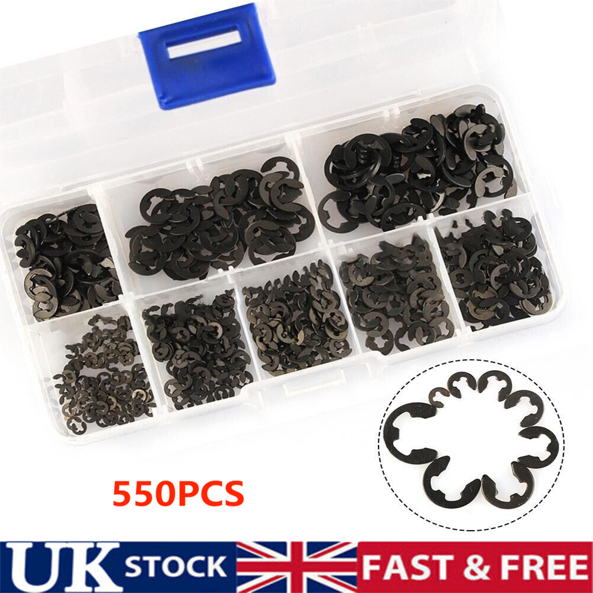 Assorted M1 5 M6 Stainless Steel E Clips 550pcs C Circlip Snap Ring Kit ...