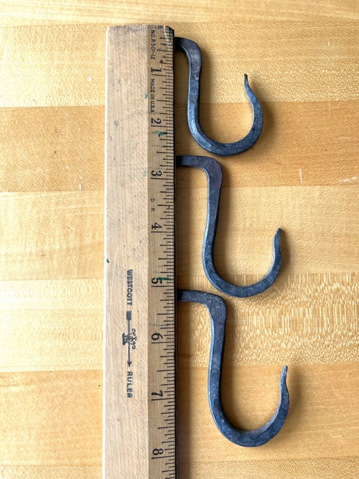 7 Hand-forged Steel Beam Hooks w/ Spiked Ends, New Old Stock, 1" Hook ...