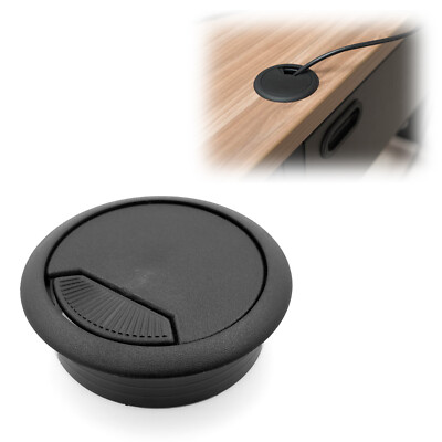 1pcs 2" Black PC Computer Cord Cable Wire Organizer Hole Cover Desk ...