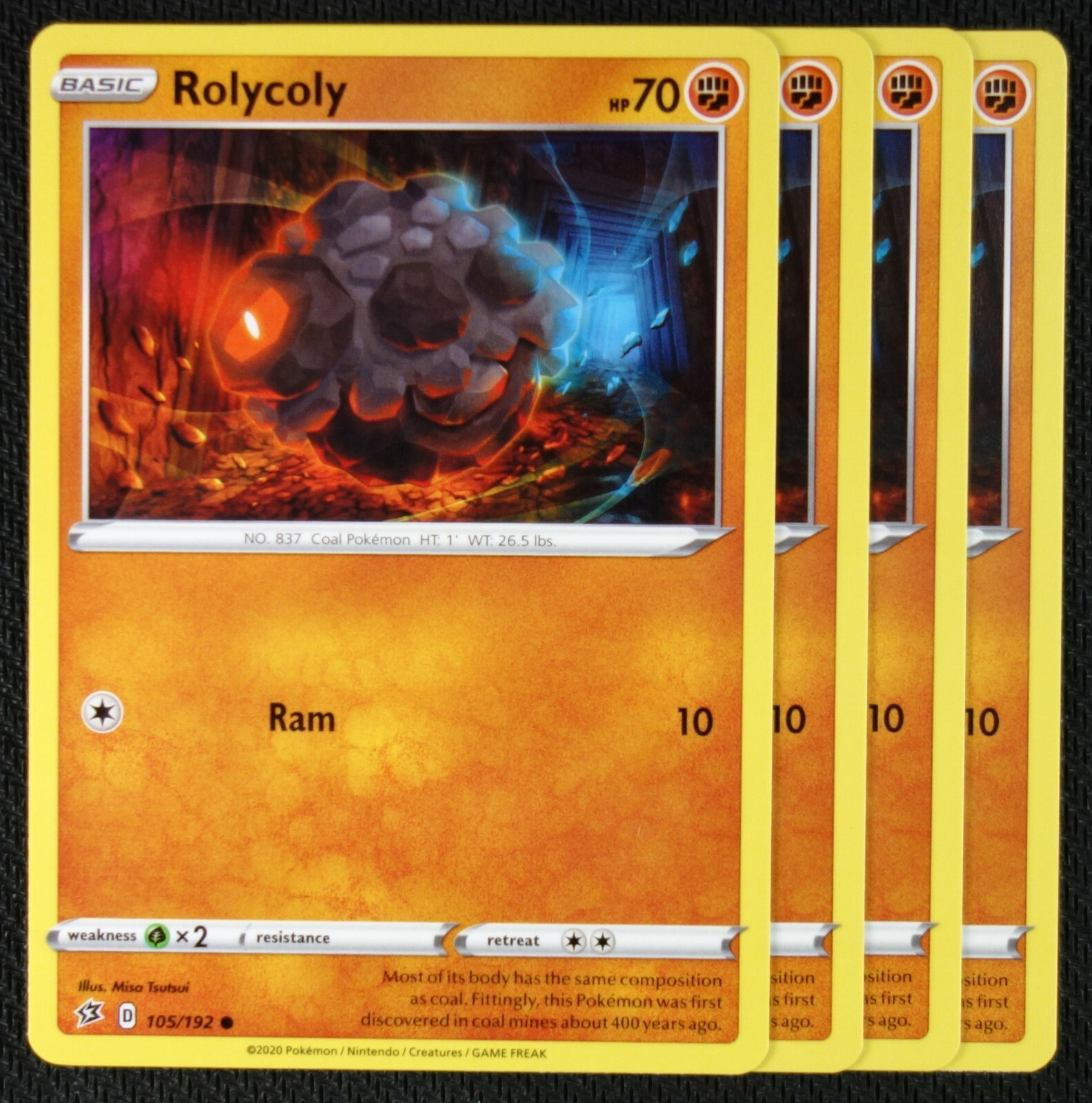 Pokemon Cards 4x Rolycoly 105/192 Playset Rebel Clash NM/M | eBay