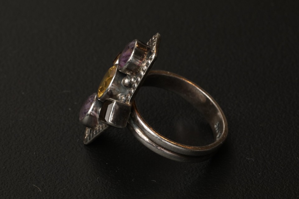 Sterling Silver ring marked 925 NB India with Tri-color stones | eBay