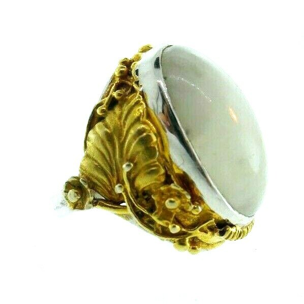 VICTORIAN 14k White & Yellow Gold & Milky Quartz Ring Circa 1900s | eBay