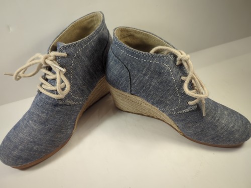 Bongo Boots Womens 6M Lace Up Patillas Wedge Ankle Bootie Denim Fabric ...