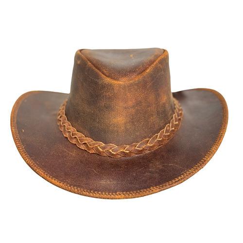 Vintage Gunner Leather Cowboy Hat - Stylish Braided Band Cowgirl Hat | eBay