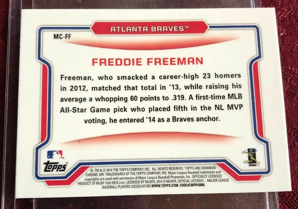 Freddie Freeman 2014 Bowman Chrome MINI Card #MC-FF, Atlanta Braves | eBay