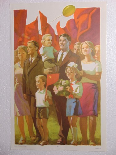 Original communist propaganda Poster Soviet Happy Family Red flags | eBay