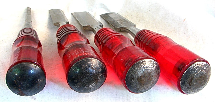 4 MILLERS FALLS WOOD CHISELS *RED HANDLES* | eBay
