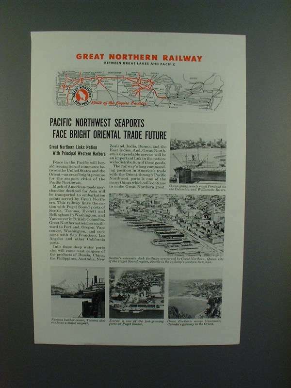 1945 Great Northern Railway Ad - Oriental Trade Future | eBay