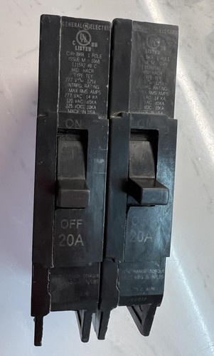 Lot of 2 GE GENERAL ELECTRIC Circuit Breaker Type TEY120 TEY 20Amp 1 ...