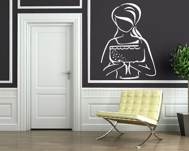 Wall Sticker Woman Pastry Sweets Cake Candy Celebration Vinyl Decal ...