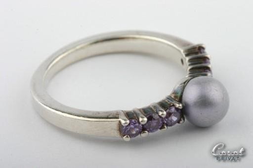 Pearl ring 925 silver ring pearl gemstones purple unique- | eBay UK