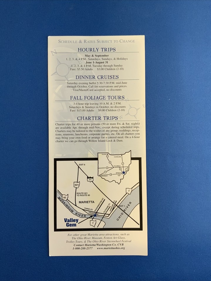 Valley Gem Sternwheeler Marietta, Ohio...Vintage Brochure | eBay