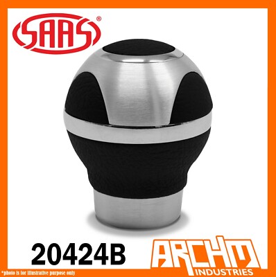 SAAS LEATHER BALL GEAR KNOB BLACK ALLOY INSERT - MANUAL UNIVERSAL ...