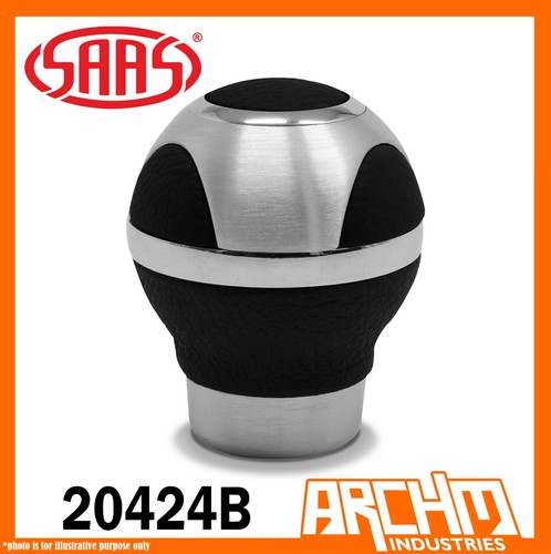 SAAS LEATHER BALL GEAR KNOB BLACK ALLOY INSERT - MANUAL UNIVERSAL ...