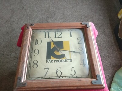 VINTAGE KAR PRODUCTS INC GLASS FACE CLOCK Original Advertising Rare ...