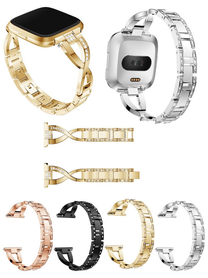 Bling Diamond Bands Stainless Steel Strap For Fitbit Versa / Versa 2 ...