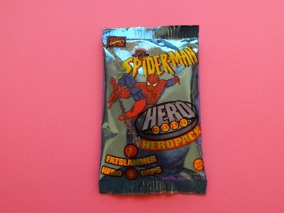 Pogs * Marvel Comics * Spider-Man Hero * Unopened Pack * 6 Caps * 1 ...