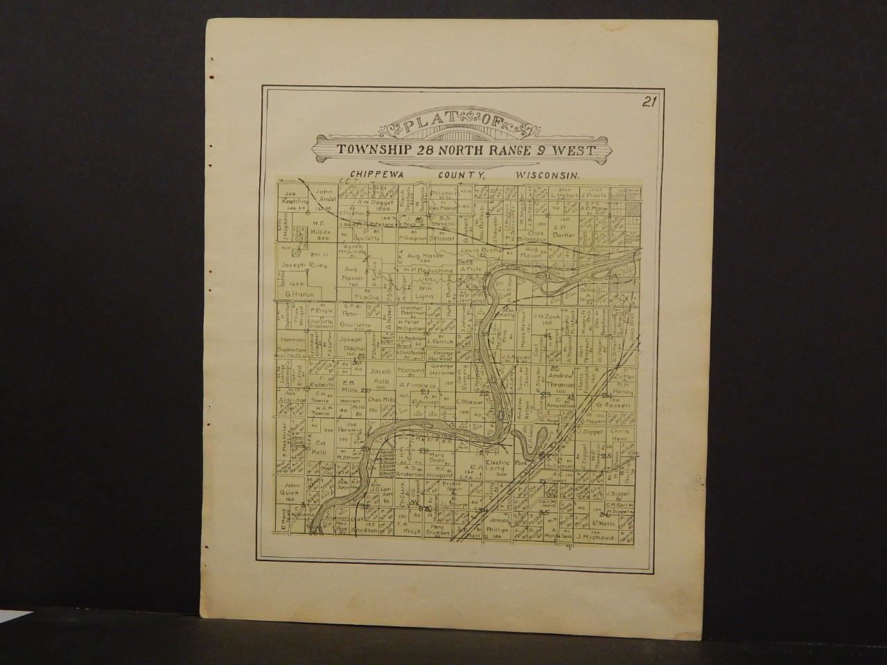 Wisconsin Chippewa County Map Wheaton LaFayette Township 1913 Y11#23 | eBay