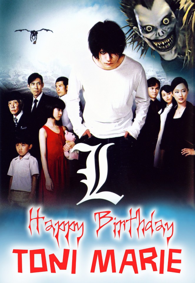 Death Note Anime Manga Ryuk Light Yagami Birthday PERSONALISED Greeting ...