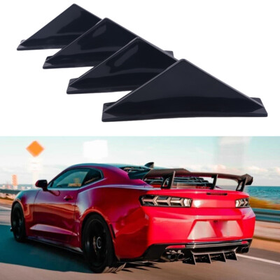 4pcs Glossy Black Car Rear Bumper Diffuser Shark Fin Spoiler Lip Wing ...