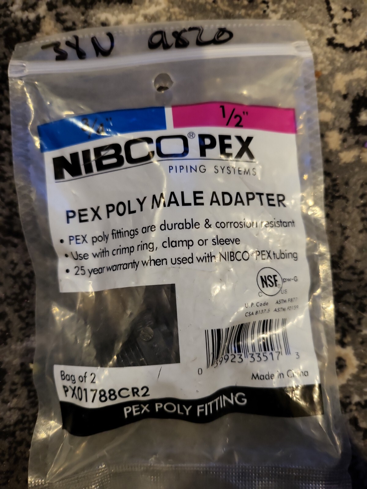 NIBCO® 3/4" 1/2" PEX POLY MALE ADAPTER PX0788CR2 Pack of 2 | eBay