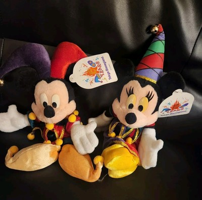 Tokyo Disneyland Jester Mickey & Minnie Mouse Jester Plush Bean ...
