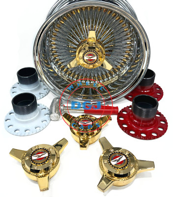 14x7 Zenith Style Lowrider Wire Wheels 100 Spoke Gold Nipples, Hub ...