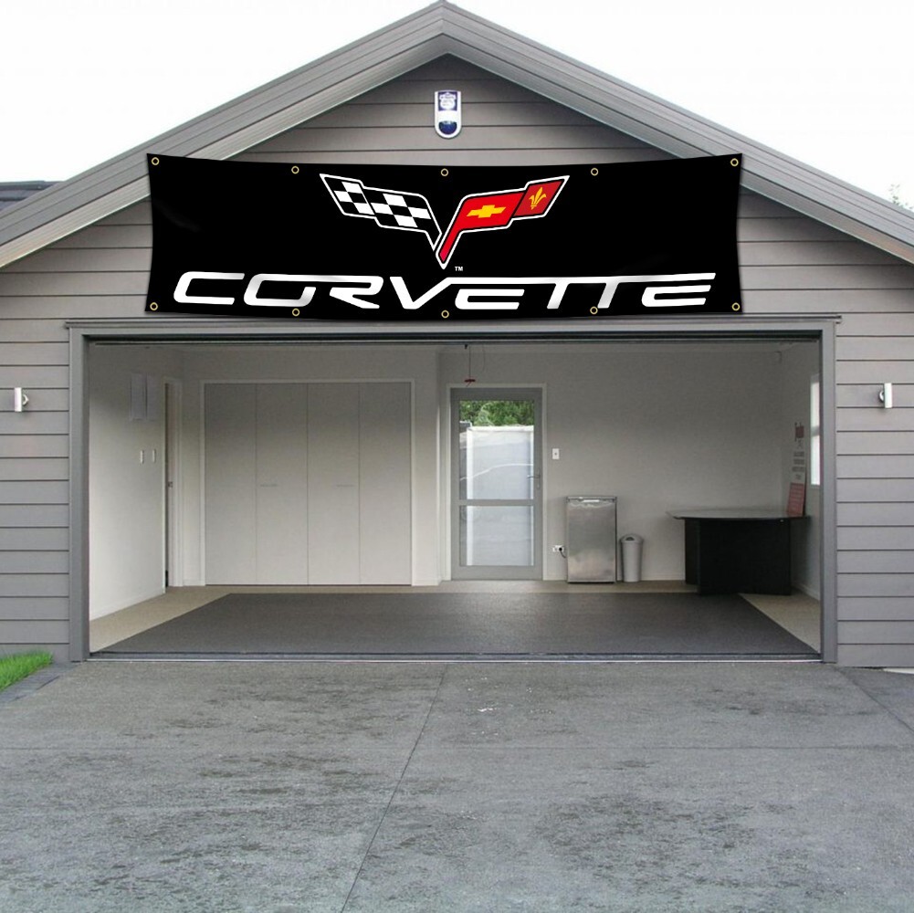 Corvette Banner Flag 2x8FT Racing Car Show Wall Decor Flag Garage Shop ...