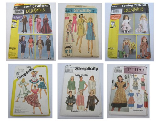 Vintage Simplicity Sewing Pattern Lot 7073 Doll 8278 7069 5851 8875 ...
