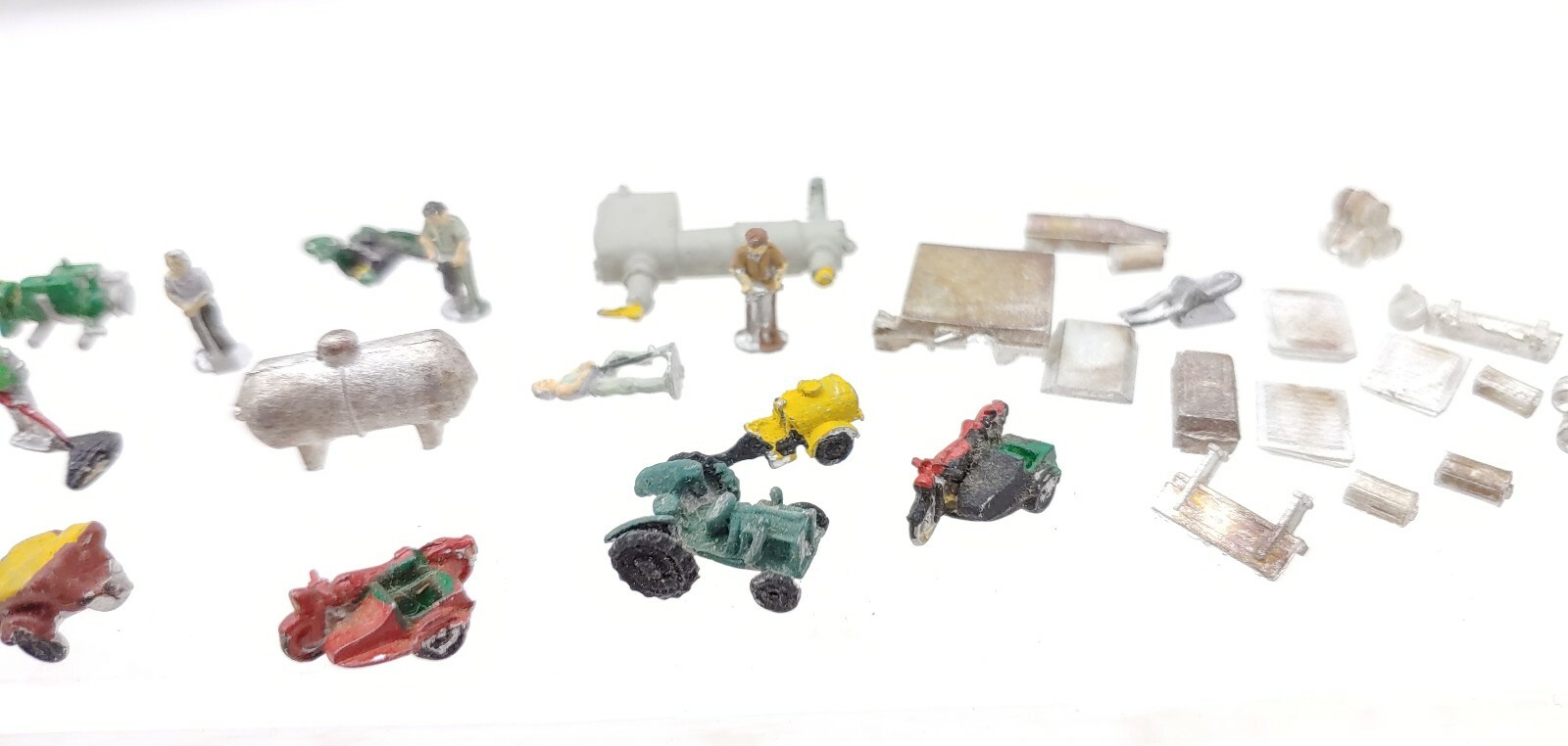 N Scale Pewter Figures Workmen Tractors Motorcycles Cement Mixer Farm ...