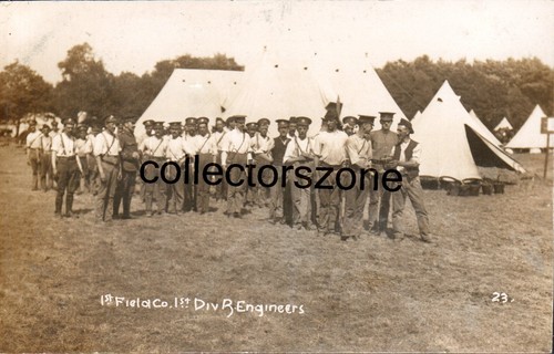 WW1 WWI 18th field co Royal Engineers At Camp Real Photo postcard Gale ...