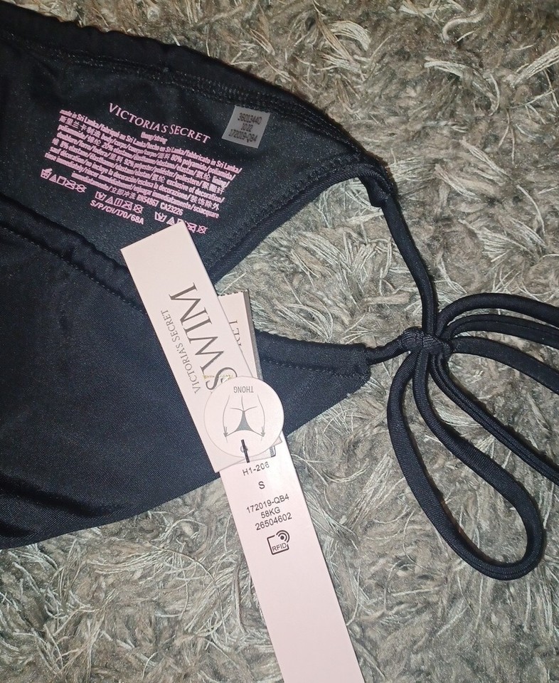 VIctorias Secret Itty side tie thong swim bottom New size Small Black | eBay