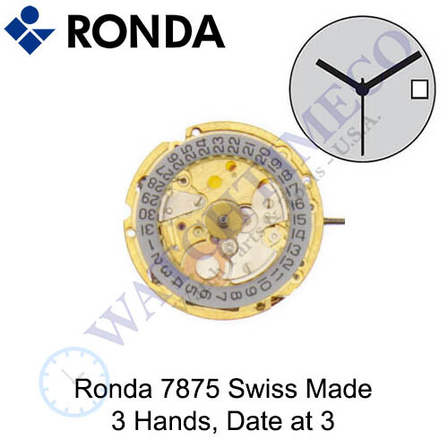 Genuine Ronda 7875 Watch Movement Swiss Made 3 Hands, Date at 3 | eBay