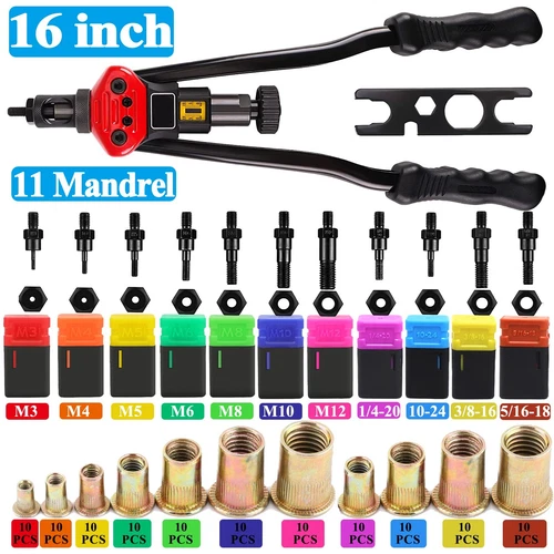 Rivet Gun Kit Rivnut Thread Setting Tool Nut Setter NutSert Metric SAE ...