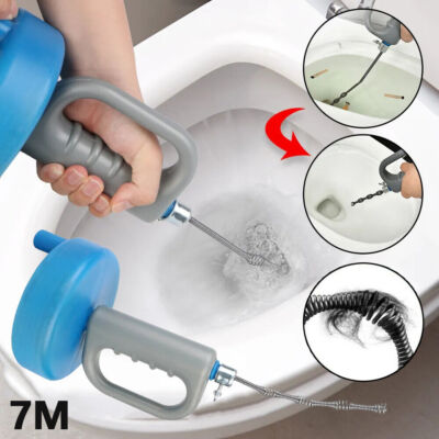 7M Drain Unblocker Tool Hair Remover Sink Snake Drain Auger Pipe ...