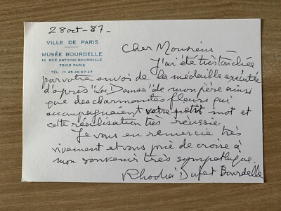 AO3-L.A.S-RHODIA DUFET BOURDELLE-CONSERVATRICE DE MUSÉE-[ANTOINE BOURDELLE]-1987 | eBay