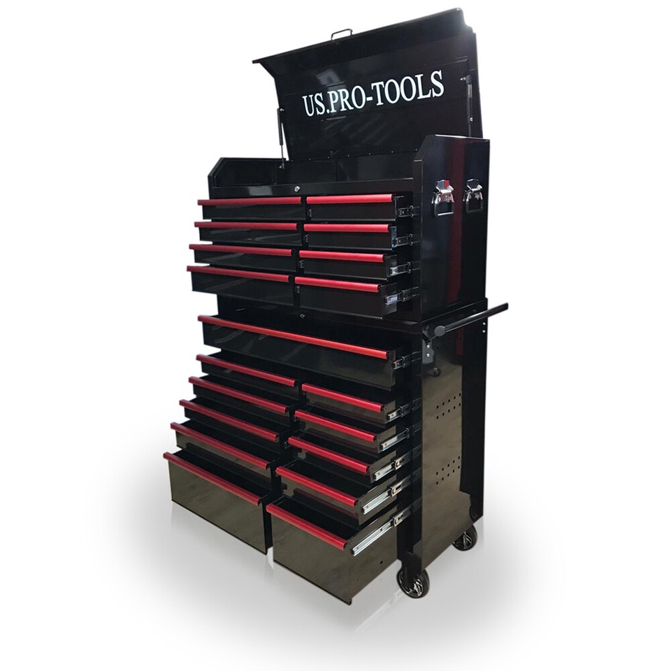 US PRO TOOL CHEST CABINET BOX SPECIAL EDITION! RED HANDLES FINANCE ...