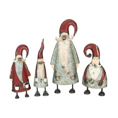 Vintage Style Reclaimed Metal Santa Claus Figurine Set 4 Statue ...