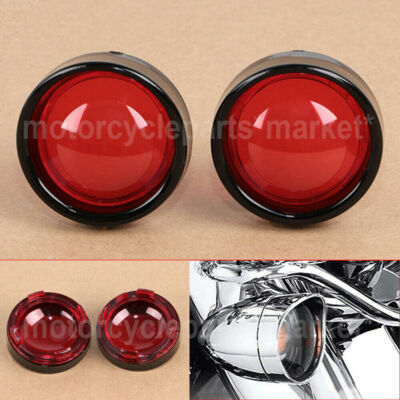 Motorcycle Visor-Style Turn Signal Light Bezels RED Lens Cover For ...