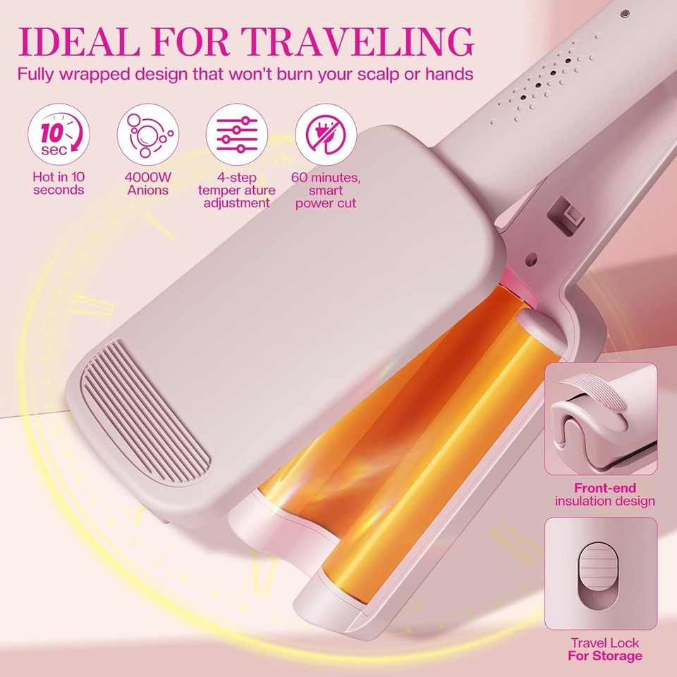 Mayhug Hair Waver, 3 Barrel Hair Waver Crimper, 32MM Deep Waver Curling ...