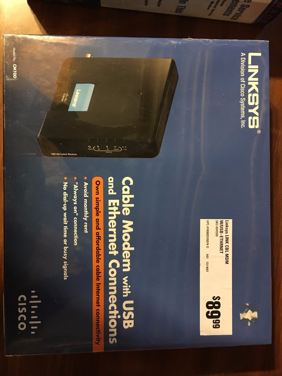 CISCO Linksys CM100 Modem Cable Modem With USB And Ethernet Connections ...