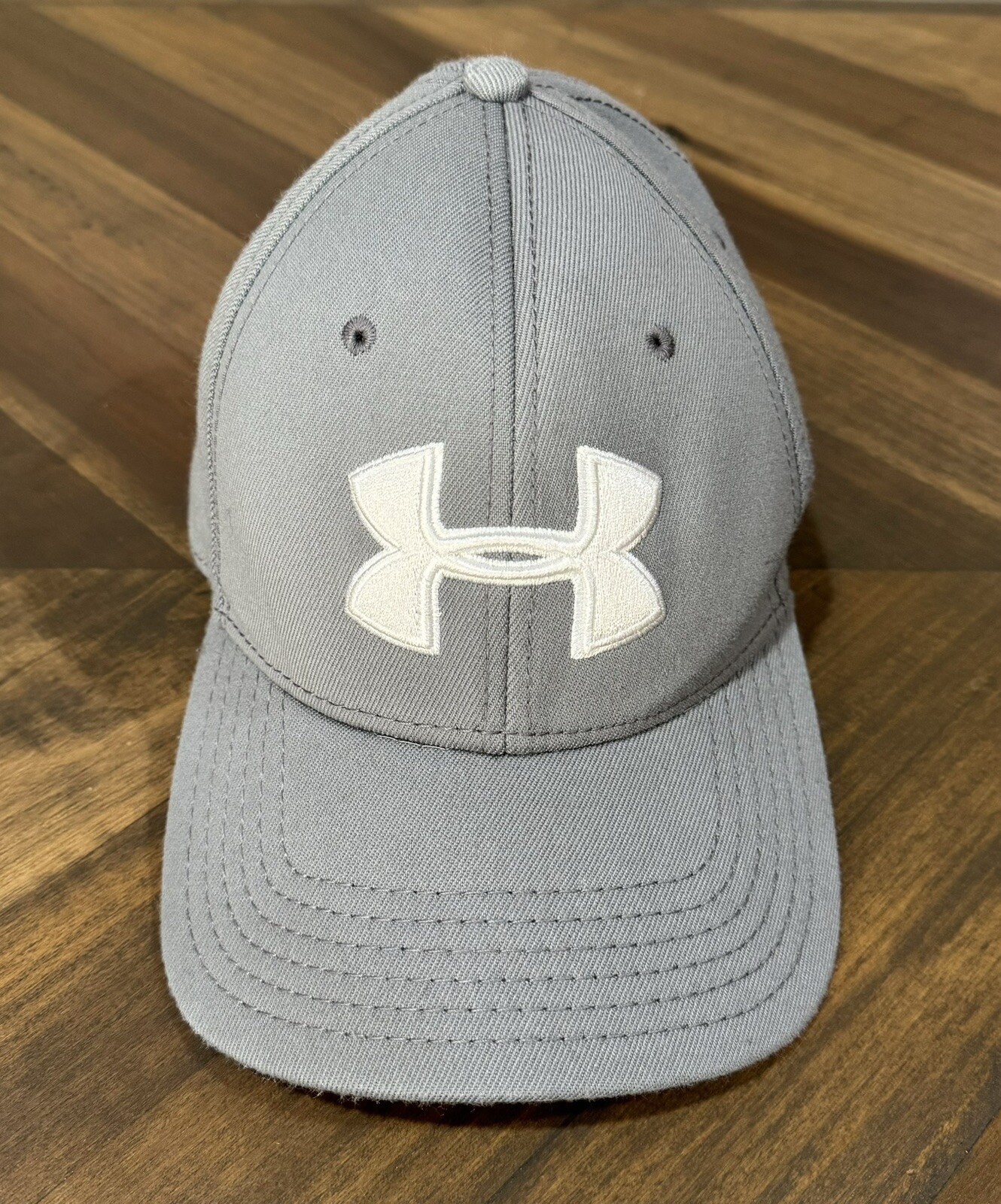 Under Armour Hat Cap Mens MD/LG Classic Fit Gray White UA Logo | eBay