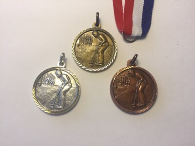 GOLF GOLFING 1st 2nd 3rd Place MEDAL Award Trophy Sports Athlete Ribbon ...