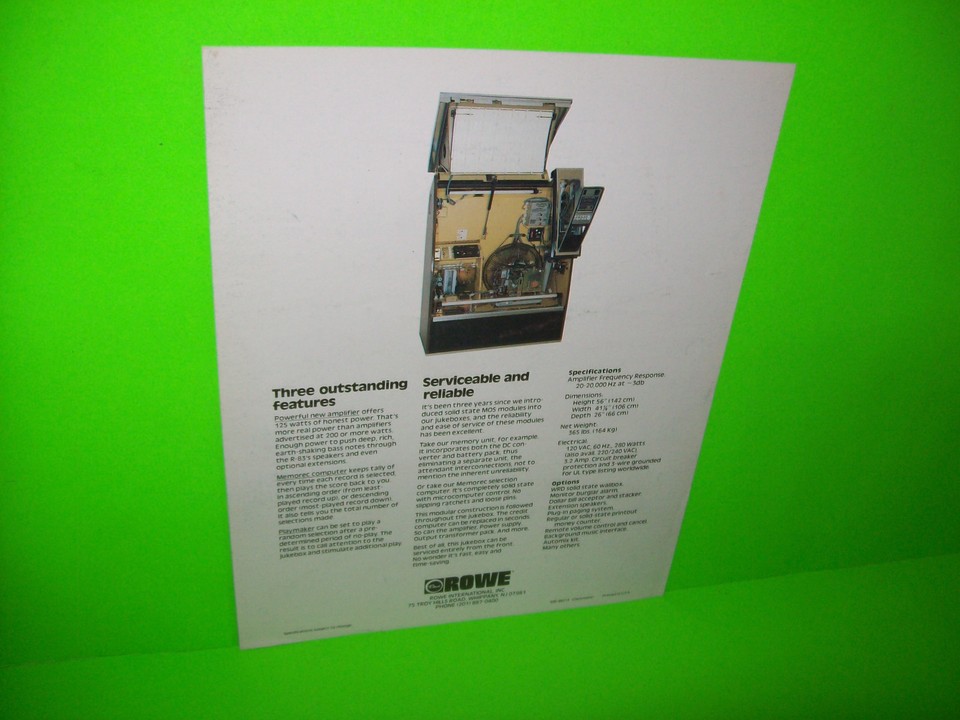CLAREMONT Model R-83 ROWE AMI 1979 ORIG JUKEBOX PHONOGRAPH SALES FLYER ...