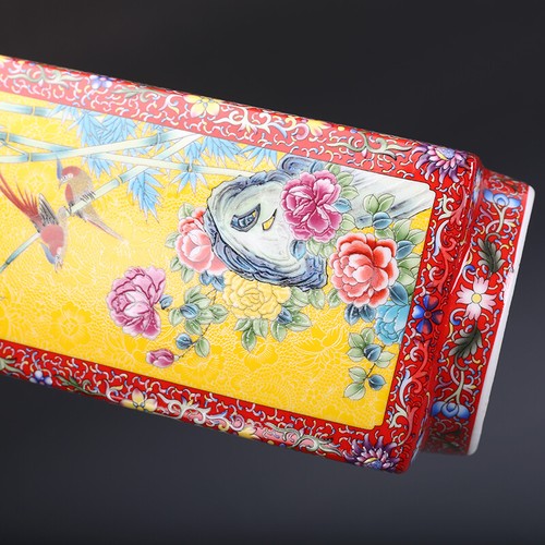 11.4" Collection Chinese Qing Colour Enamels Porcelain Flower Bird Vase ...