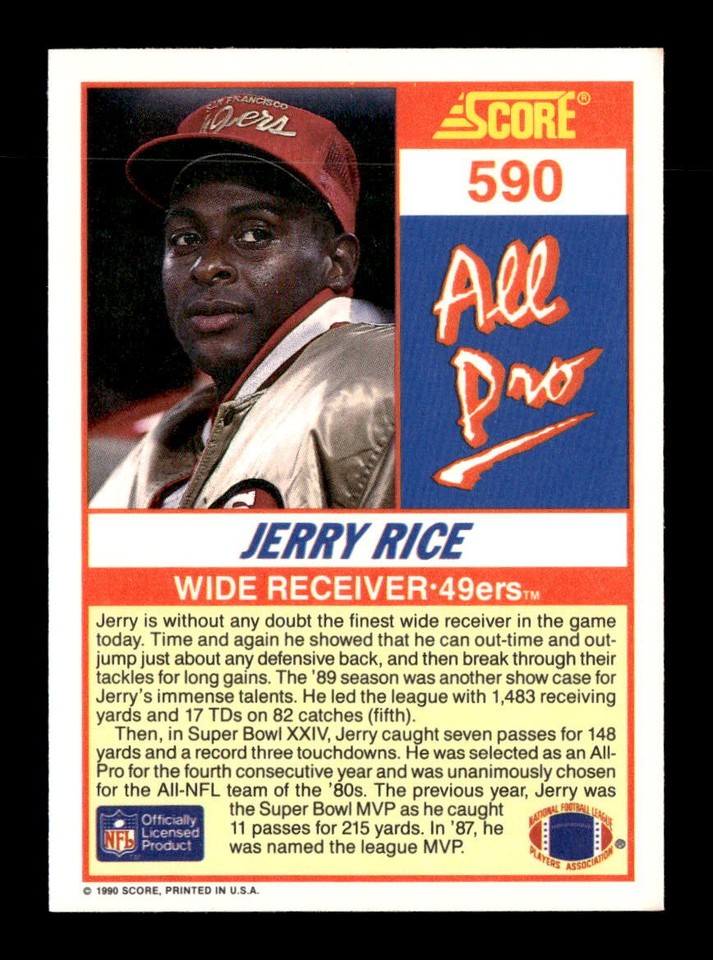 Jerry Rice 1990 Score #590 San Francisco 49ers | eBay