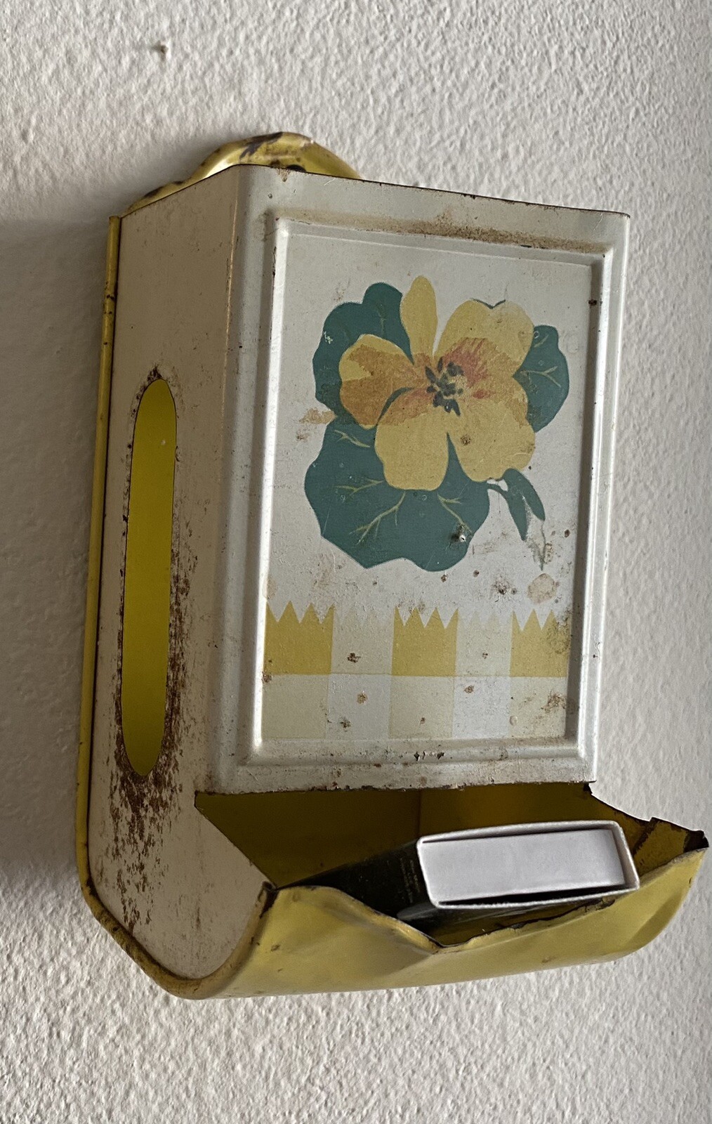 Metal Match Box Holder Wall Mount 6x3x3 Vintage | eBay