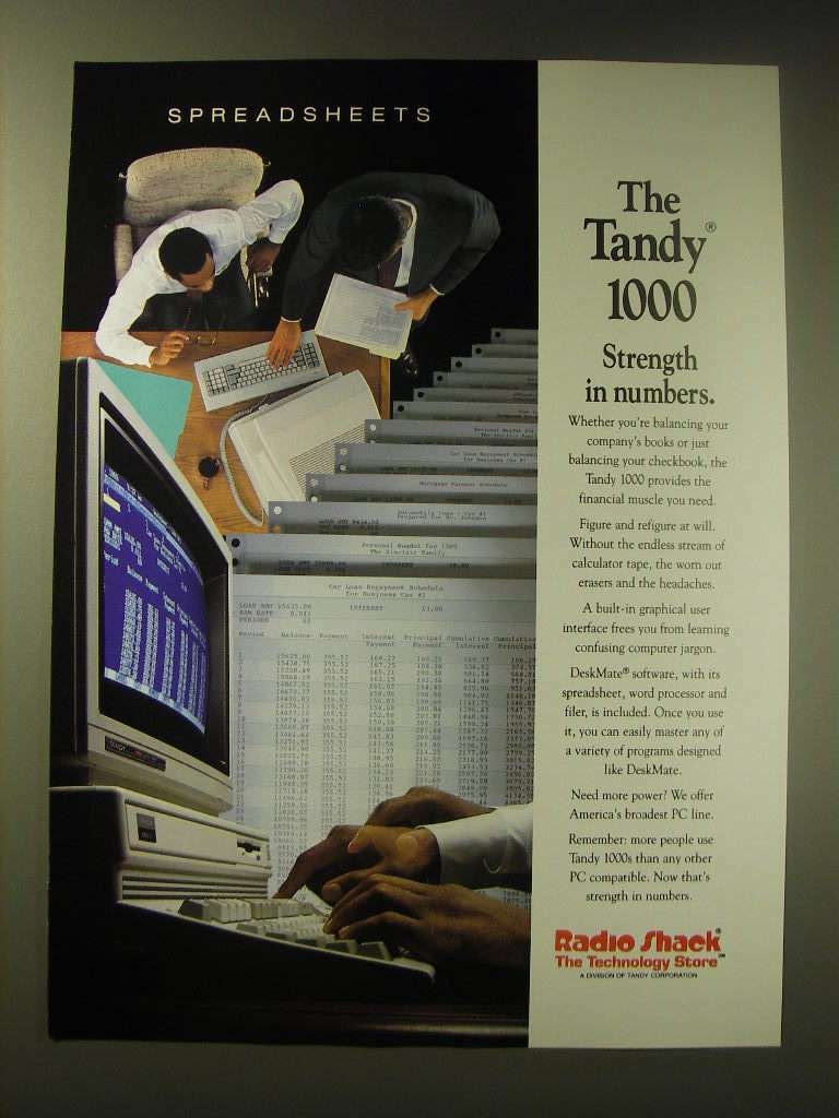 1989 Radio Shack Tandy 1000 Computer Ad - Spreadsheets The Tandy 1000 ...